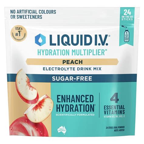 Buy Liquid Iv Hydration Sugar Free Peach 24 Sachets Online At Chemist