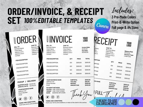 Small Business Forms Editable Billing Order Invoice Receipt Forms For