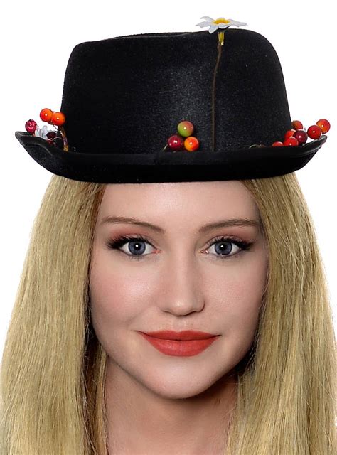 Mary Poppins Black Costume Hat Black Bowler Hat Costume Accessory
