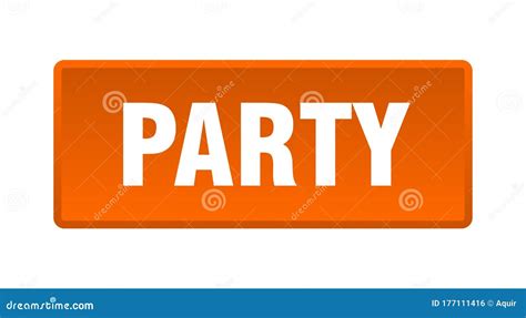 Party Button Party Square Isolated Push Button Stock Vector