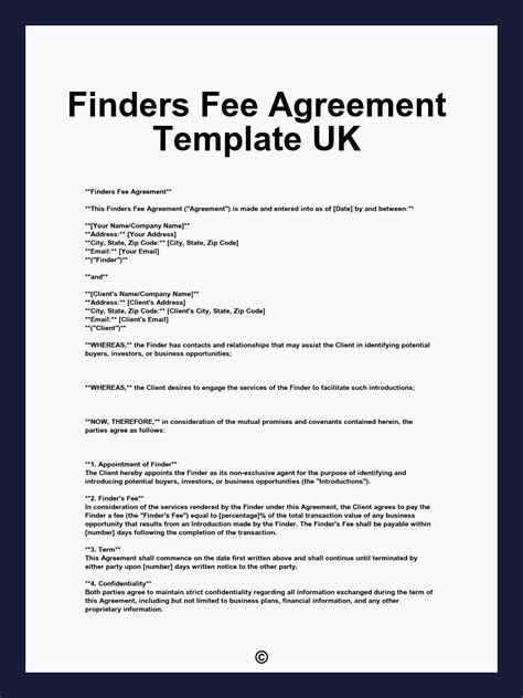 Finders Fee Agreement Template Uk