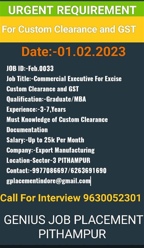 Prakash Jat On Linkedin Urgentrequirement Custom Importexport Job