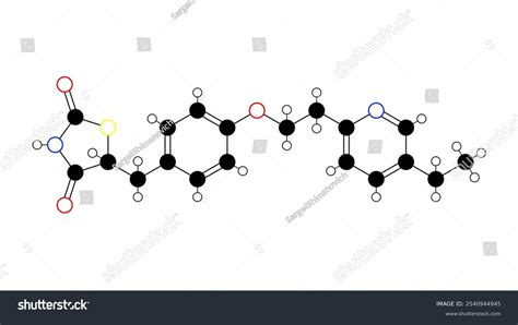 Pioglitazone Molecule Structural Chemical Formula Ball And Stick Stock