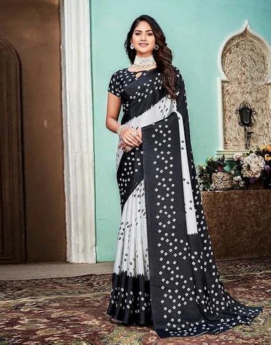 Chiffon Black And White Designer Saree Casual Wear At ₹ 224 In Surat