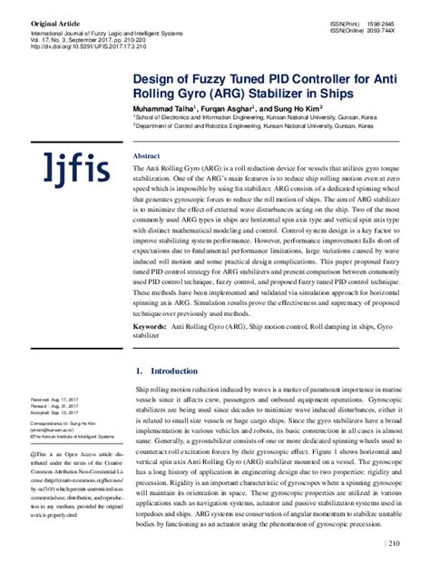 Pdf Design Of Fuzzy Tuned Pid Controller For Anti Rolling Gyro Arg