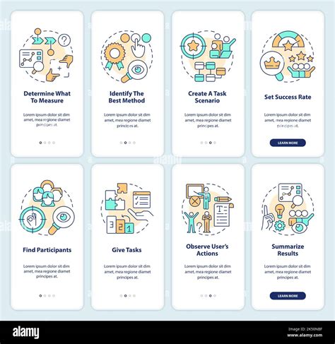 Usability Testing Plan Onboarding Mobile App Screen Set Stock Vector