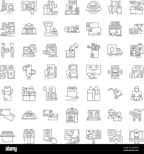 Retail Business Linear Icons Signs Symbols Vector Line Illustration Set Stock Vector Image