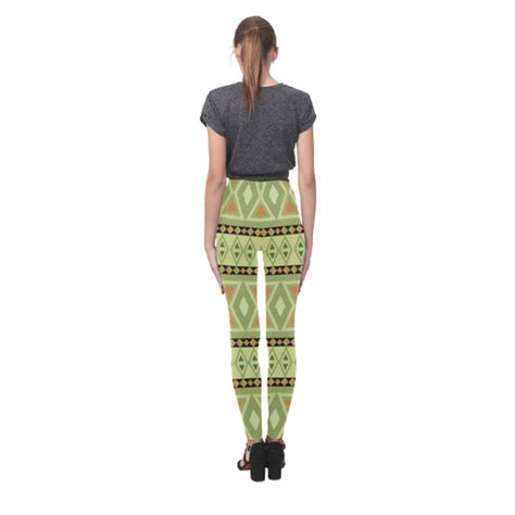 Fancy Tribal Pattern Leo Olive Cassandra Womens Leggings Model L01