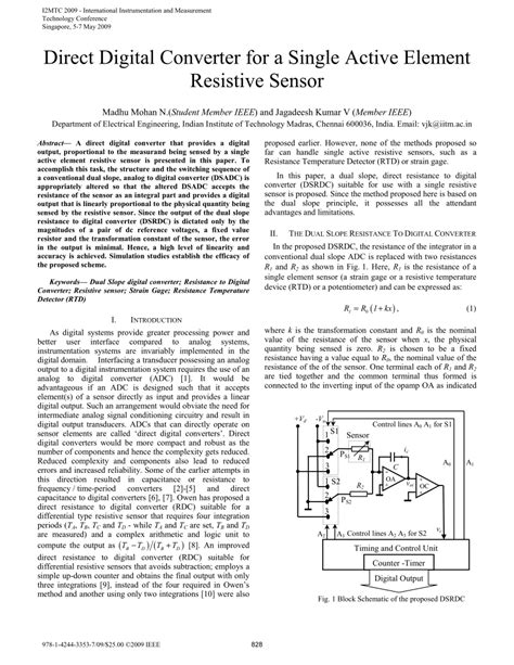 Pdf Direct Digital Converter For A Single Active Element Resistive Sensor