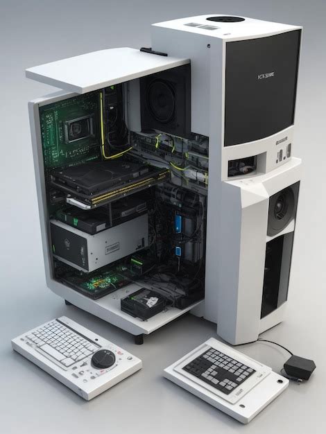 Premium AI Image Realistic High Detailed D Computer Case With Monitor Keyboard And Mouse On