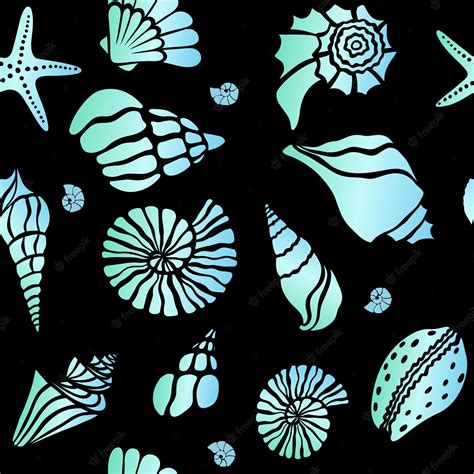 Premium Vector Hand Made Vector Illustrations Seamless Shell Patterns