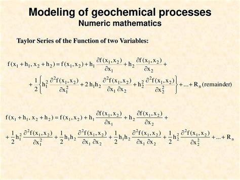 Modeling Of Geochemical Processes Numeric Algorithm Refreshment Ppt