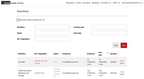 Executions Docuteam Software Documentation