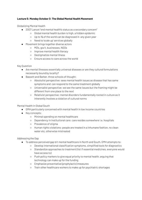 Full Lecture Notes Hlthage 2gg3 Mental Health And Society
