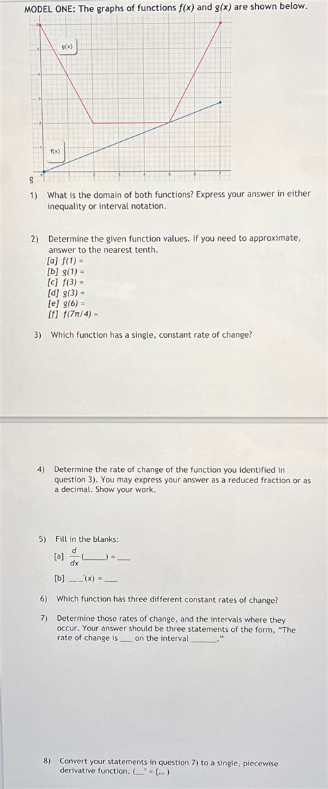 Solved Model One The Graphs Of Functions Fx ﻿and Gx