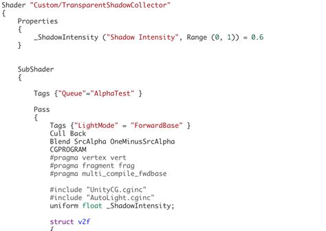 Transparent Shadow Collecting Shader For Unity SPACE PLACE INTERFACE