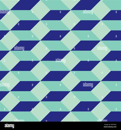 Blue 3d Isometric Cube Vector Seamless Pattern Background Horizontal