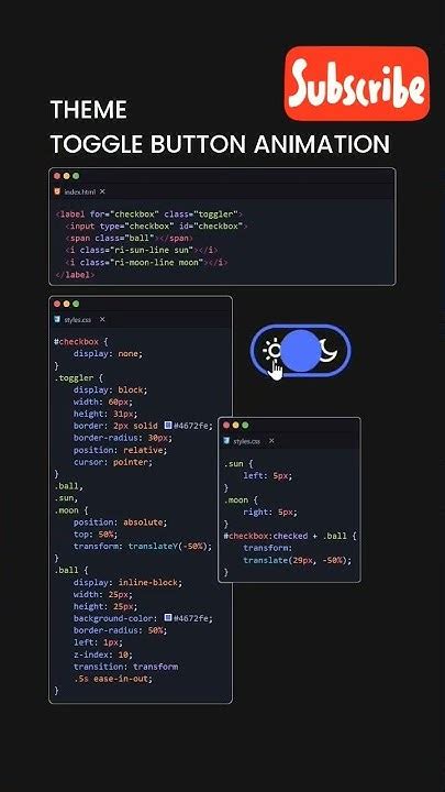 Theme Toggle Button Animation In Css Shorts Toggle Css Youtube