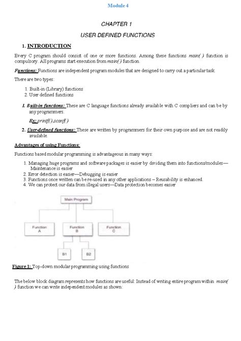 Psp Module 4 2022 Introduction To User Defined Functions And Recursion In C Module 4 Chapter