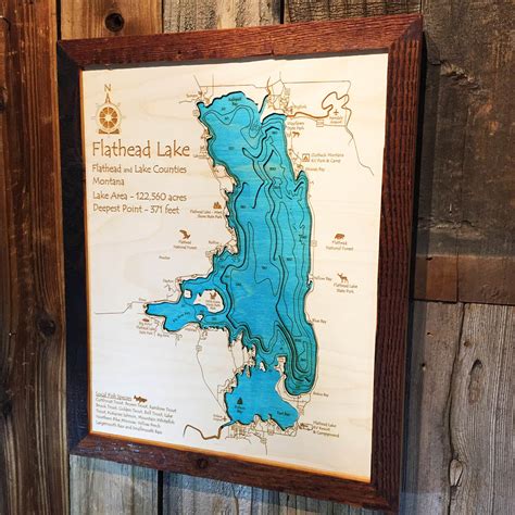 Flathead Lake Mt 3d Wood Map Custom Lake Map Artwork