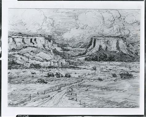 Resources Western Landscape With Mesa Drawing Photographed By