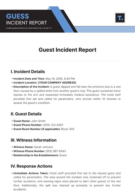 Free Guest Incident Report Template To Edit Online