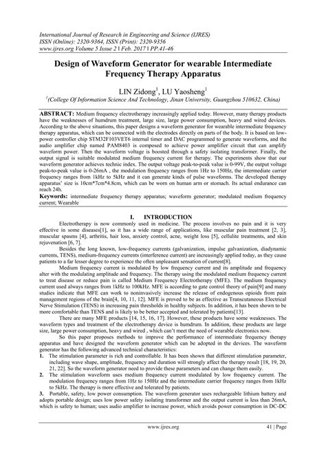 Design Of Waveform Generator For Wearable Intermediate Frequency Therapy Apparatus PDF