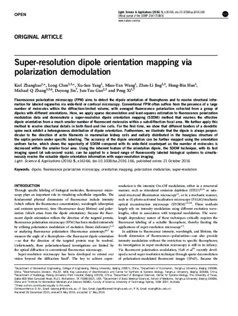 Pdf Super Resolution Dipole Orientation Mapping Via Polarization