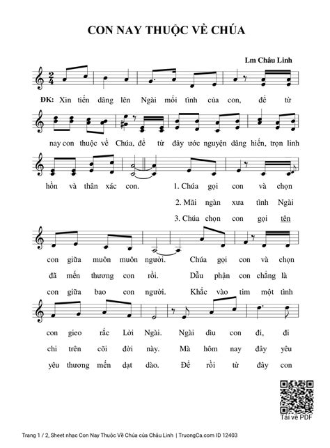 Sheet Xin Tiến Dâng Lên Ngài Mối Tình Của Con Pdf Tải Về Sheet