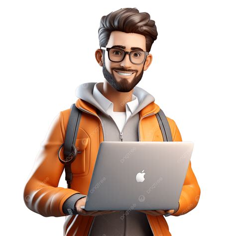 3d Character Programmer Computer Cartoon Three Dimensional Cute Profession Computer Clipart