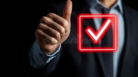 A Scene Where A Holographic Checkbox Shows Up Before A Man S Hand In A Dark Suit Glowing