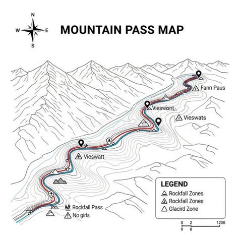The Paths Are Color Coded With Red And Blue Lines And Waypoints Stock