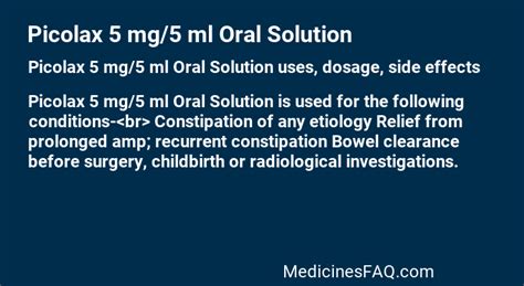 Picolax 5 Mg 5 Ml Oral Solution Uses Dosage Side Effects Food