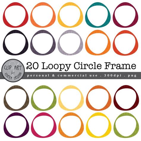 Loopy Circle Frames 20 Modern Super Versatile Frames Digital Clip Art Etsy