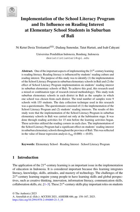 Pdf Implementation Of The School Literacy Program And Its Influence