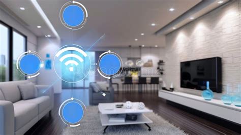 Conceptual Smart Home Interface With Icons Representing Different Automation Features Stock