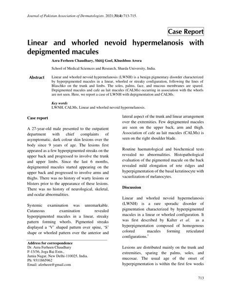 Pdf Linear And Whorled Nevoid Hypermelanosis With Depigmented Macules