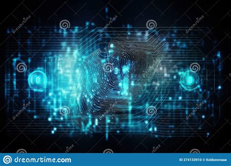 Fingerprint Scan Provides Security Access With Biometric Data Created With Generative Ai