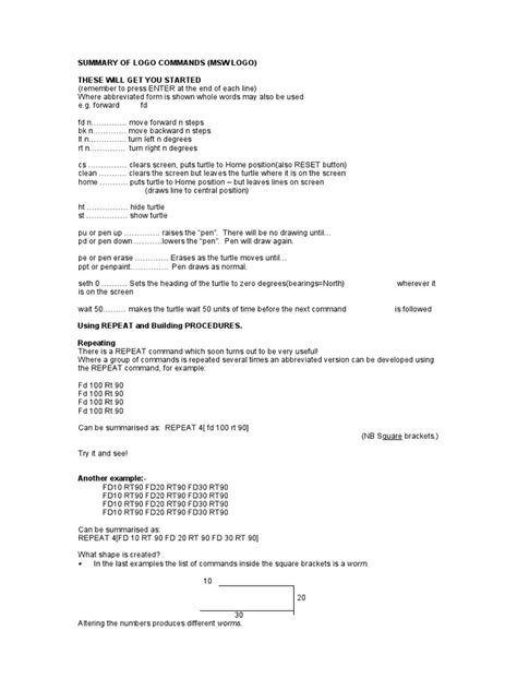 Logo Commands And Activities Pdf