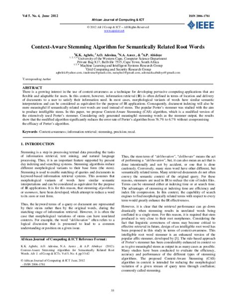 Pdf Context Aware Stemming Algorithm For Semantically Related Root Words