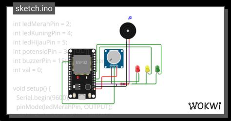 Challenge Kombinasi LED Dan Buzzer Dengan Perintah If Wokwi ESP STM Arduino Simulator