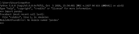 ModuleNotFoundError No module named pandas en Python Stack Overflow en español