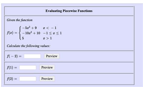 Solved Evaluating Piecewise Functions Given The Function Chegg