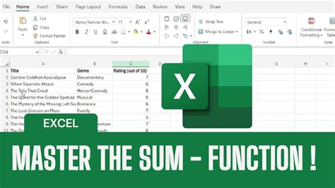 Master The Sum Function In Excel Quick Tutorial Youtube