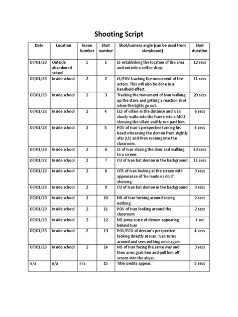 Shooting Script Pdf