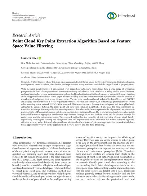 Pdf Point Cloud Key Point Extraction Algorithm Based On Feature Space Value Filtering