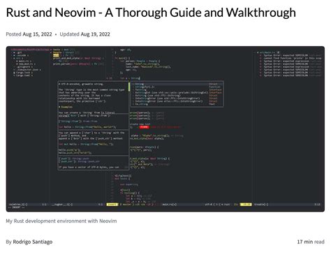 jmポテト on twitter 看到一个 neovim 的 rust 开发环境配置：我日好几把炫酷，我也要整一个！ 配置到一半：我日好几