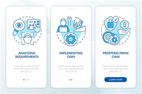 Involving Ciam In Business Blue Onboarding Mobile App Screen Stock