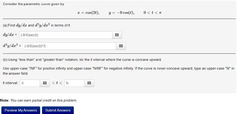Solved Consider The Parametric Curve Given By Chegg
