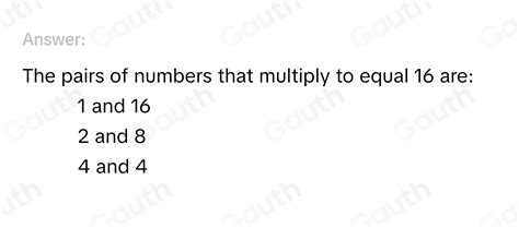 Solved What Times What Equal 16 [algebra]